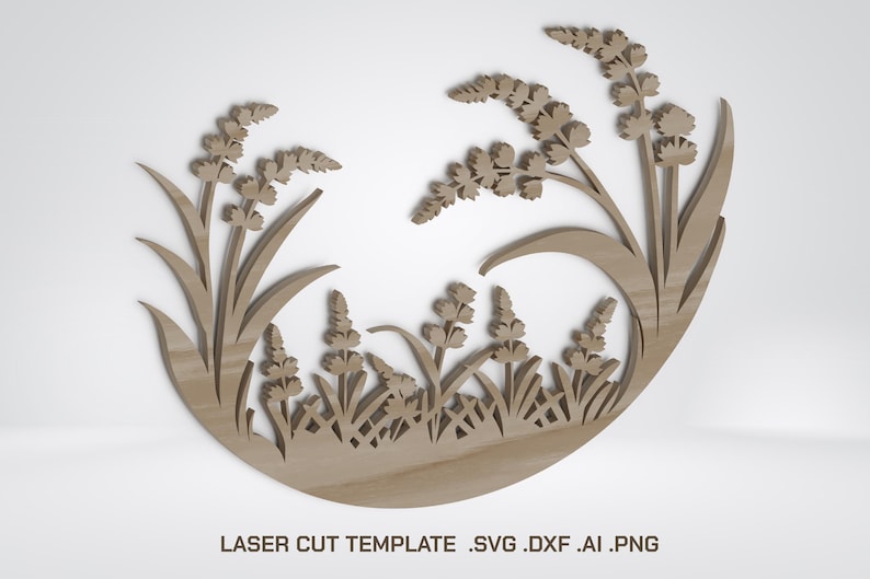 Laser Cut Files : Lavender Flowers SVG, DXF, Vector, Template, Floral ...