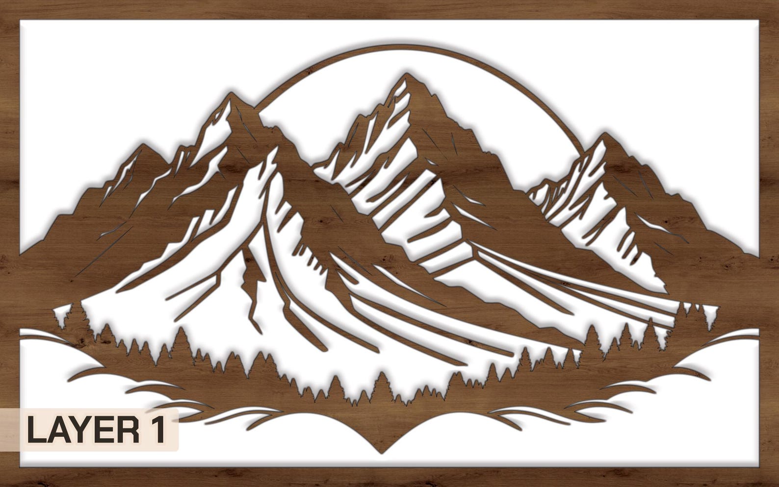 Laser Cut Files : Layered Mountain Forest SVG, DXF, Vector, Template ...