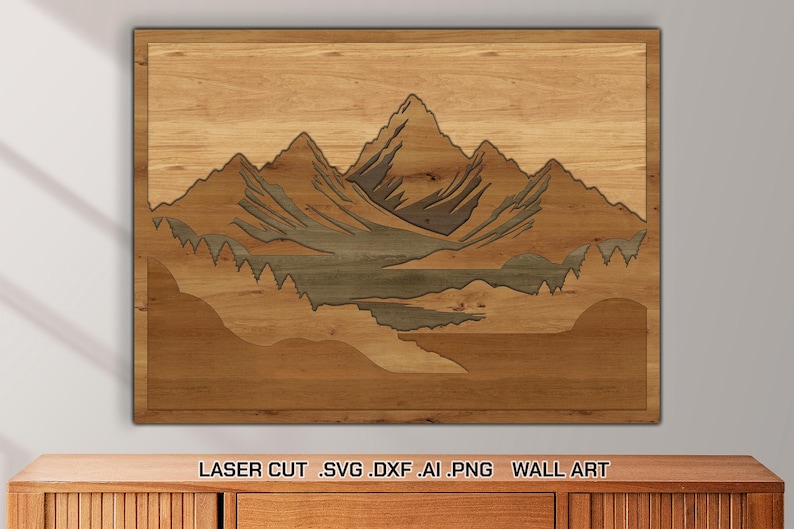 Laser Cut Files : Layered Mountain Forest SVG, DXF, Vector, Template ...