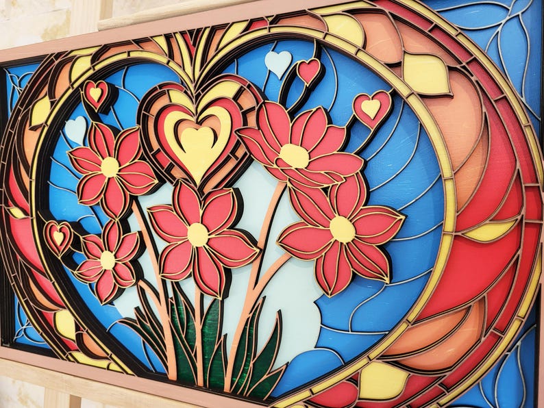 Laser Cut Files : Layered Floral Heart SVG, DXF, Vector, Template ...