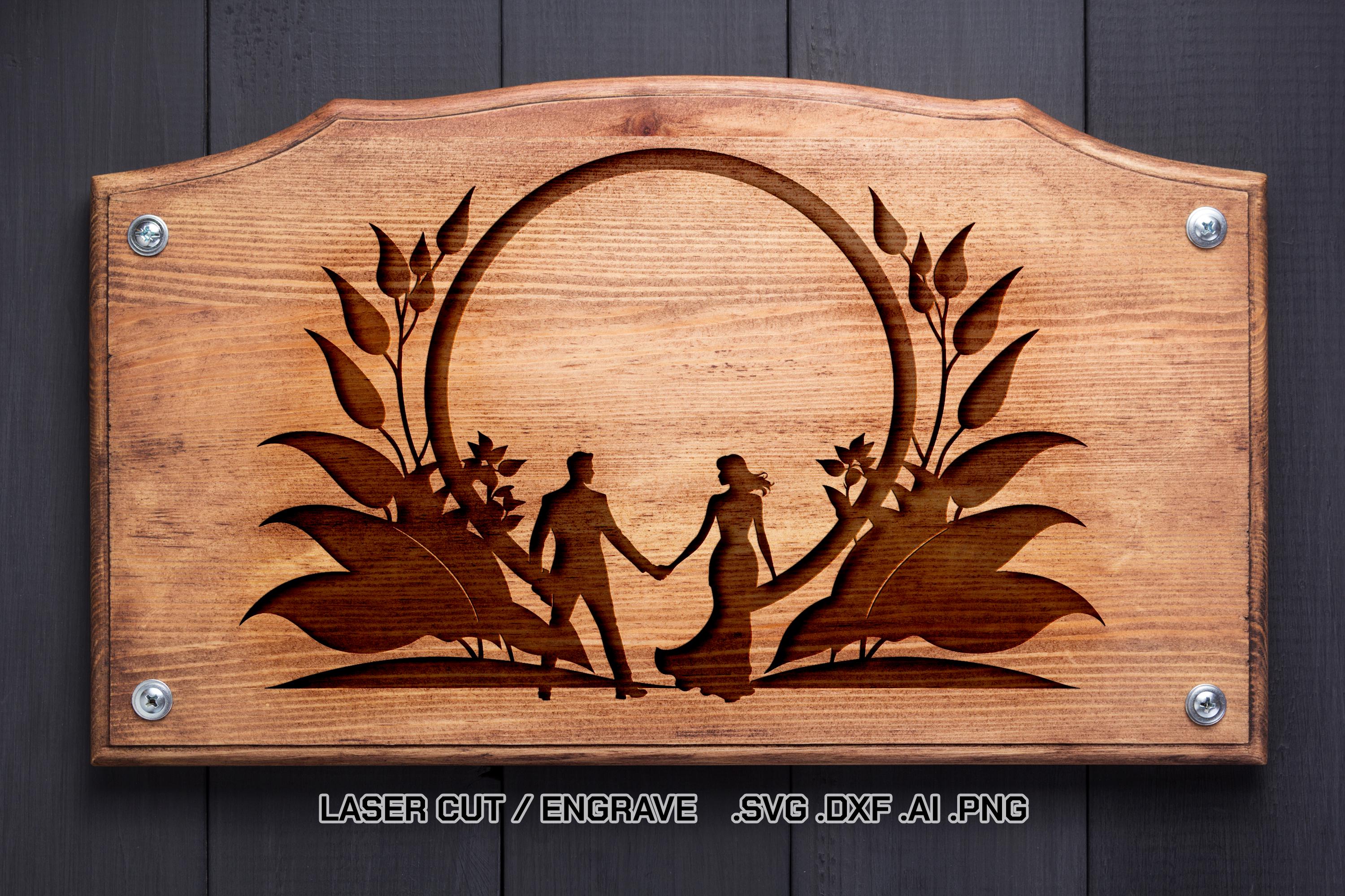 Laser Cut Files : Romantic Couple SVG, DXF, Vector, Template, Lovers ...