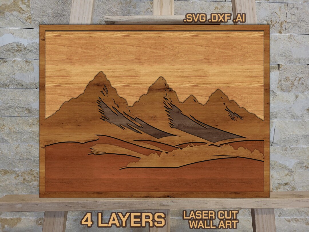 Laser Cut Files : Layered Mountain Ridge SVG, DXF, Vector, Template ...