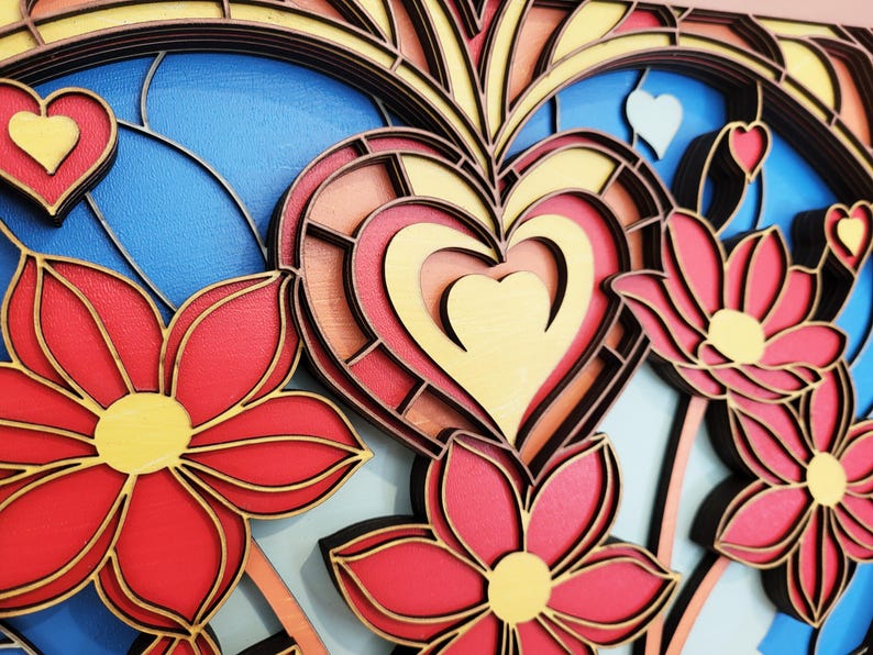 Laser Cut Files : Layered Floral Heart SVG, DXF, Vector, Template ...