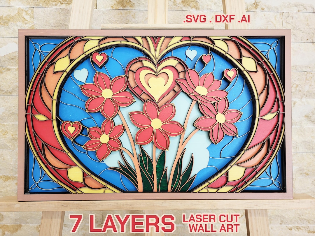 Laser Cut Files : Layered Floral Heart SVG, DXF, Vector, Template ...