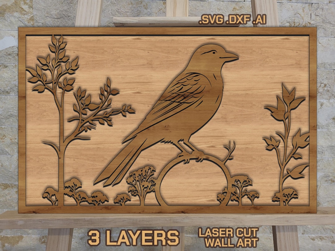 Laser Cut Files : Layered Bird Branch SVG, DXF, Vector, Template ...