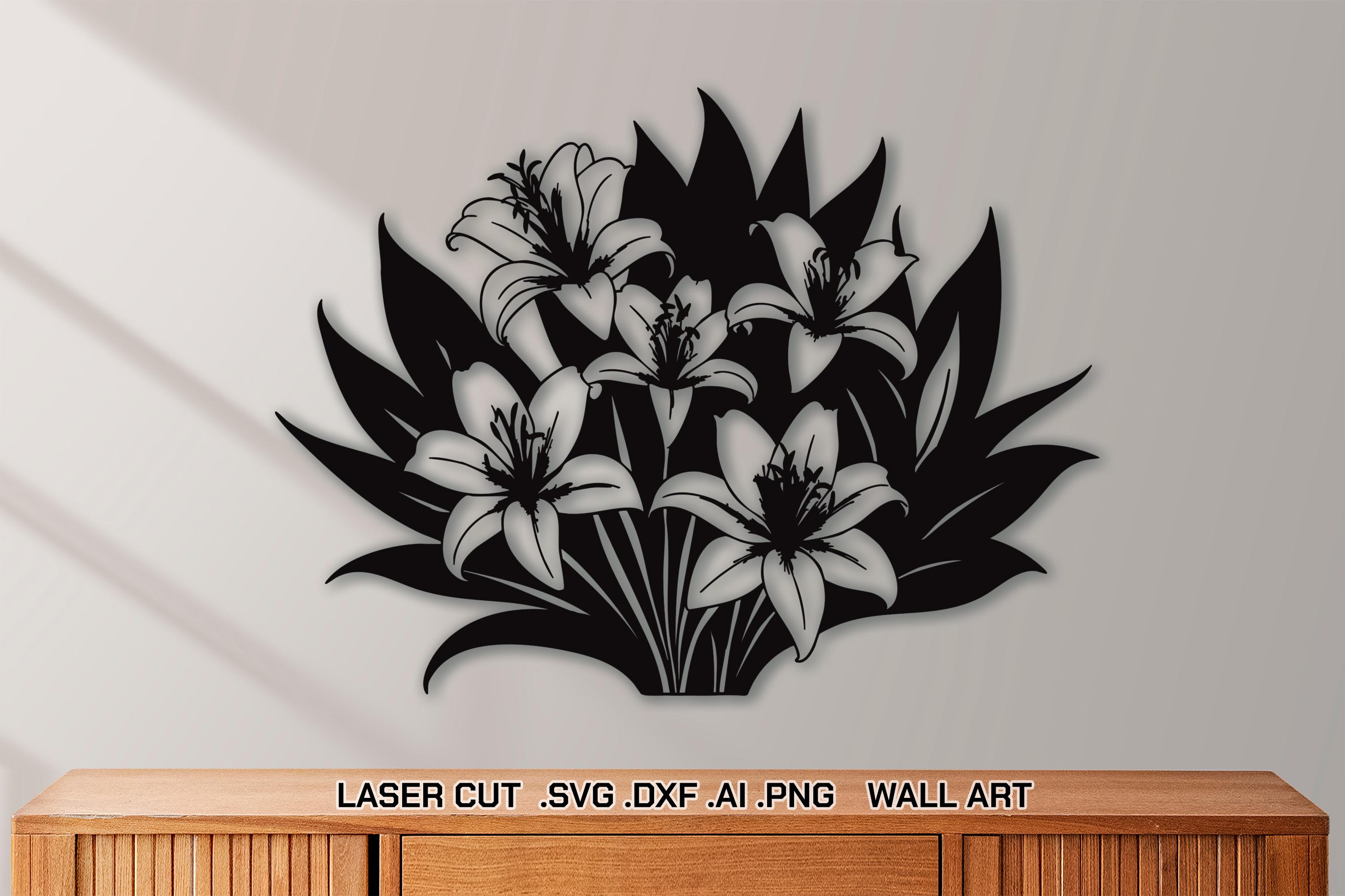 Laser Cut Files : Lily Nile Flowers SVG, DXF, Vector, Template, Bouquet ...