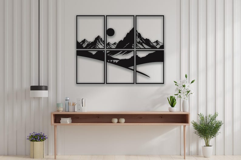 Laser Cut Files : Mountain Valley SVG, DXF, Vector, Template, Landscape ...