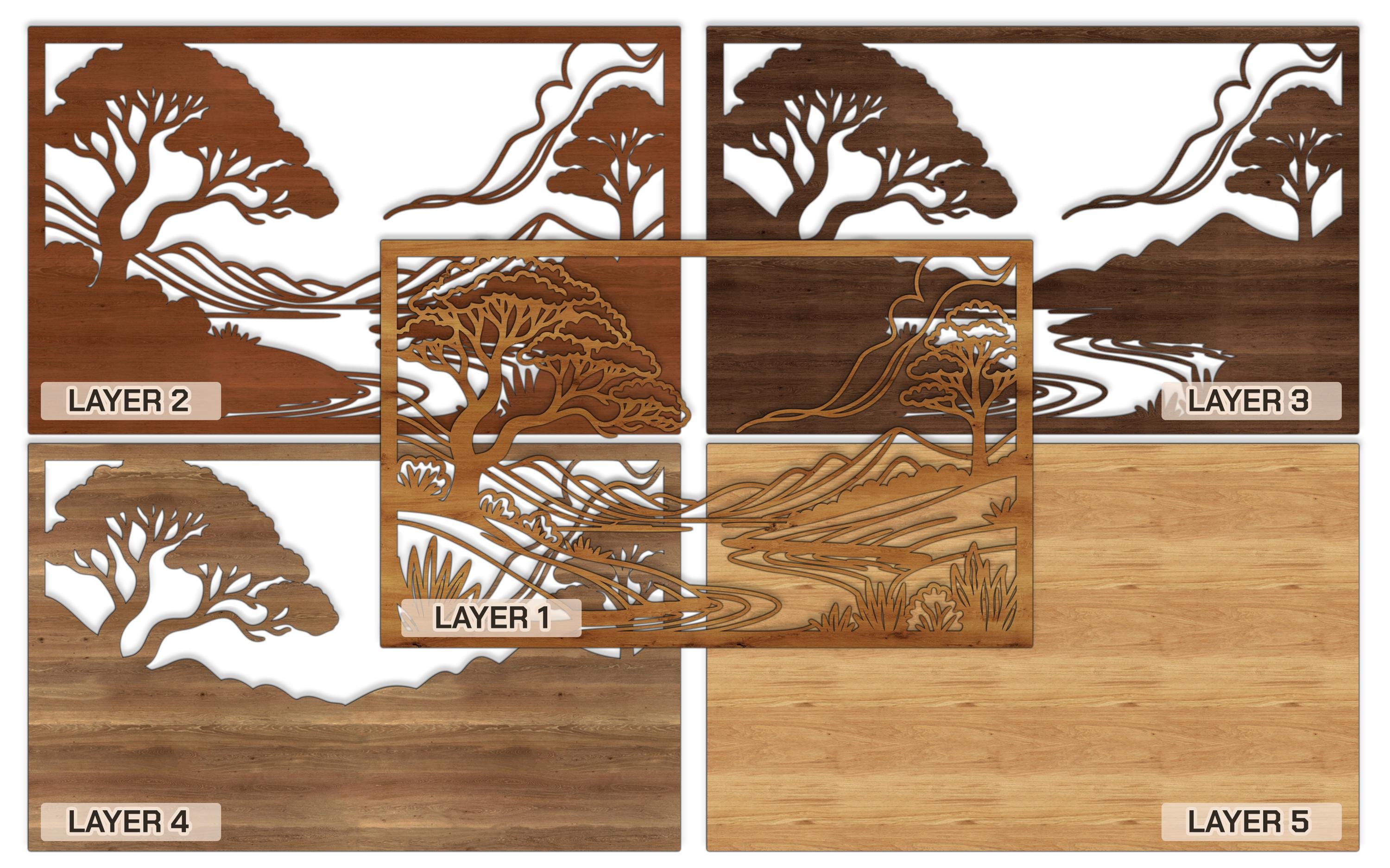 Laser Cut Files : Layered River Valley SVG, DXF, Vector, Template ...