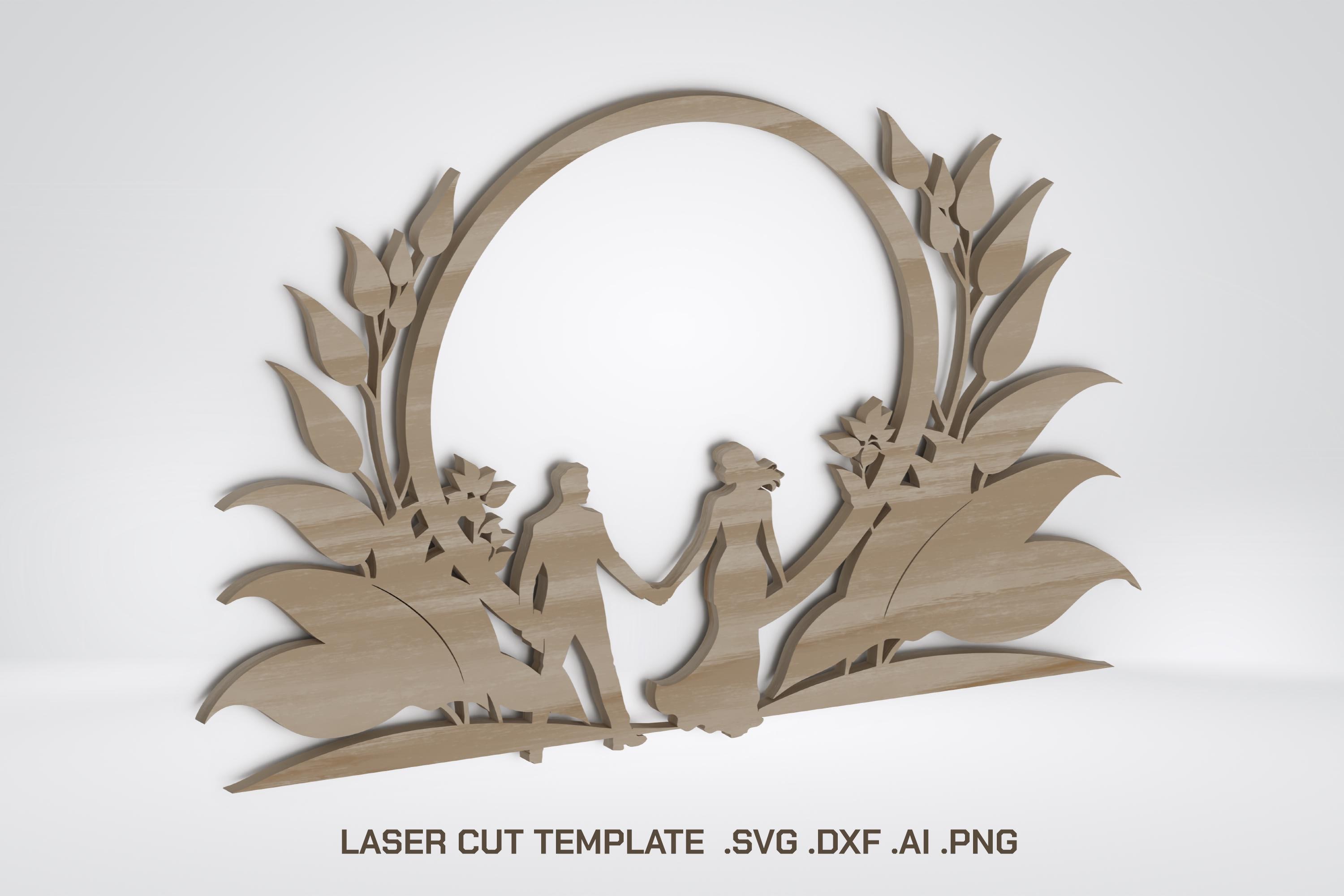 Laser Cut Files : Romantic Couple SVG, DXF, Vector, Template, Lovers ...