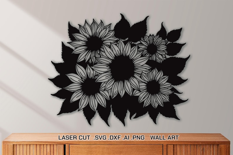 Laser Cut Files : Sunflower SVG, DXF, Vector, Template, Floral Bouquet ...