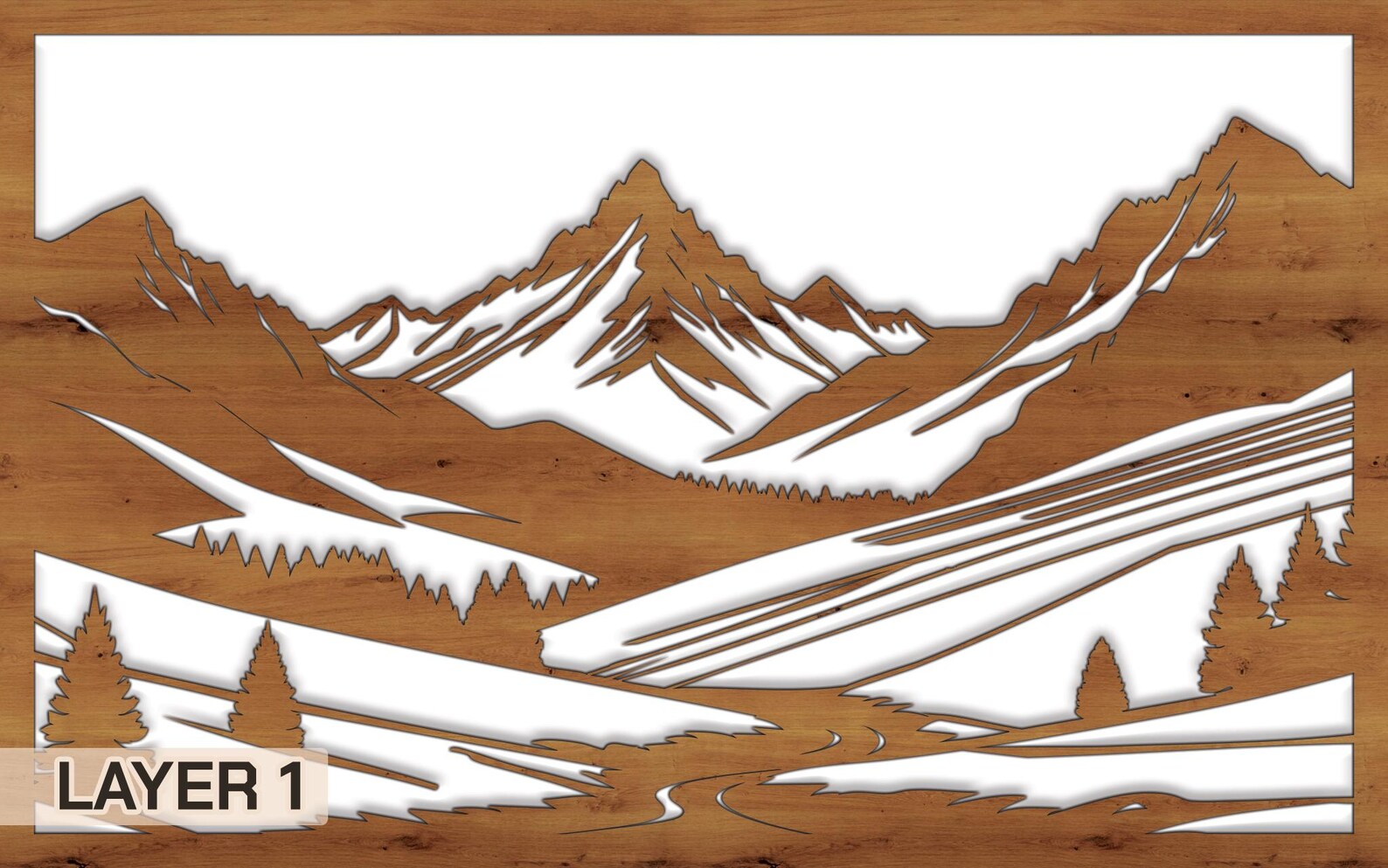 Laser Cut Files : Layered Mountain Forest SVG, DXF, Vector, Template ...