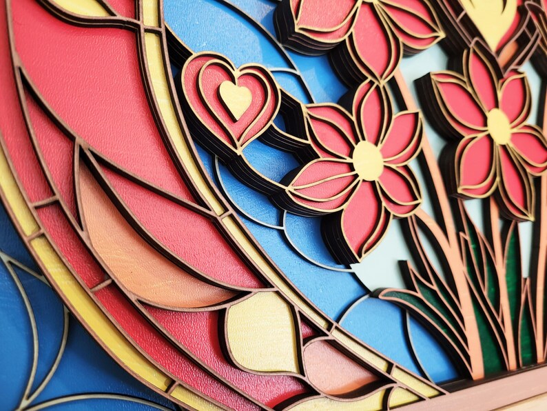 Laser Cut Files : Layered Floral Heart SVG, DXF, Vector, Template ...