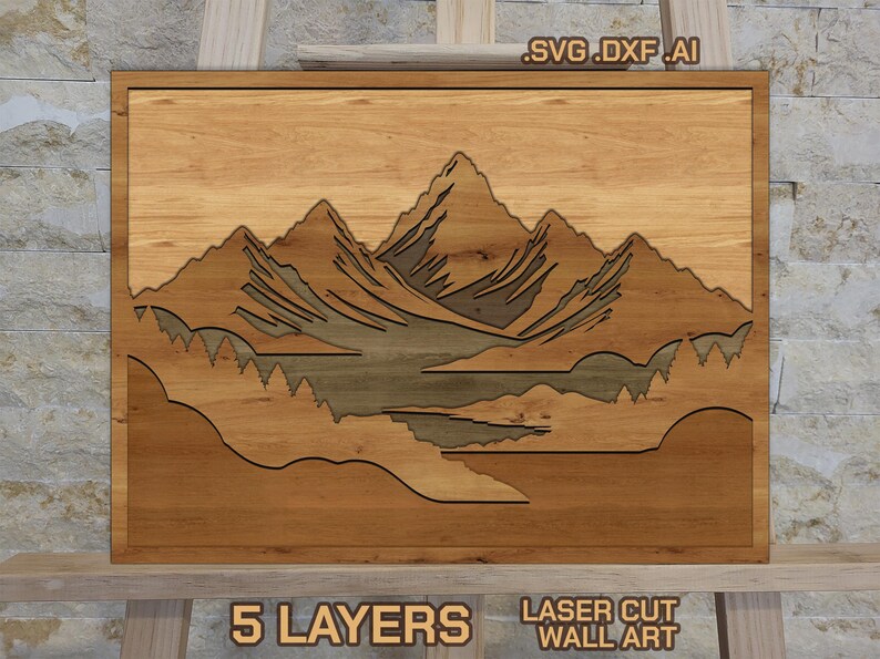 Laser Cut Files : Layered Mountain Forest SVG, DXF, Vector, Template ...