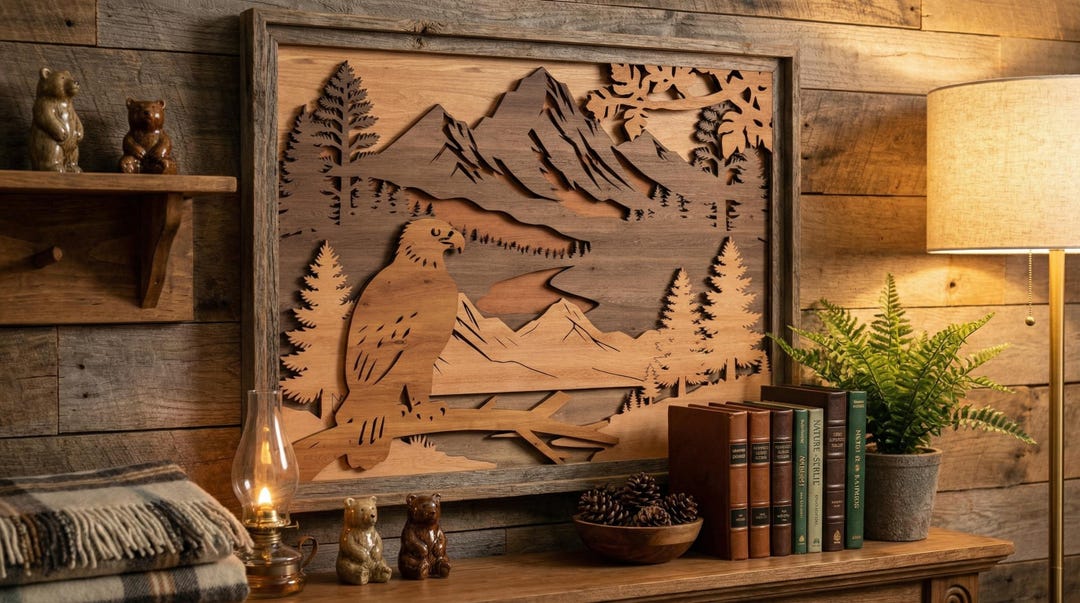 Laser Cut Files : Layered Eagle Mountain SVG, DXF, Nature Wildlife ...