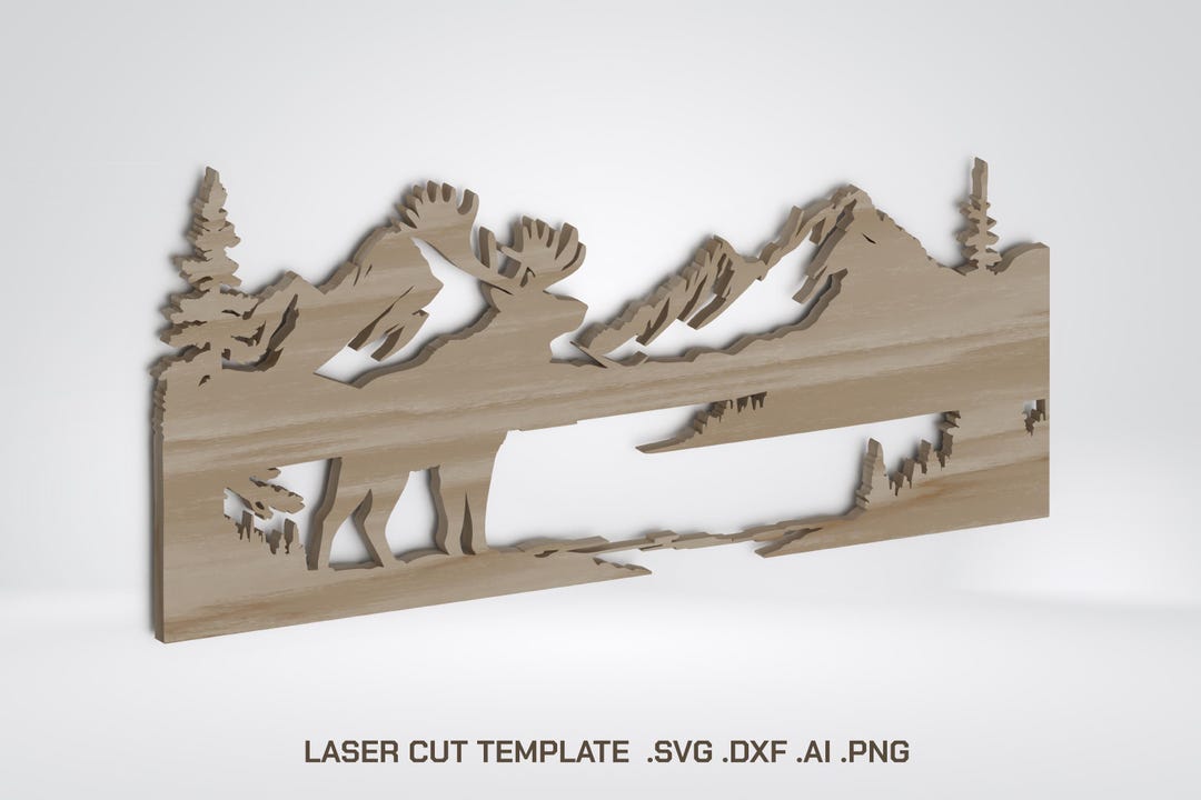 Laser Cut Files: Mountain Stag SVG, DXF, Vector, Template, Wilderness ...