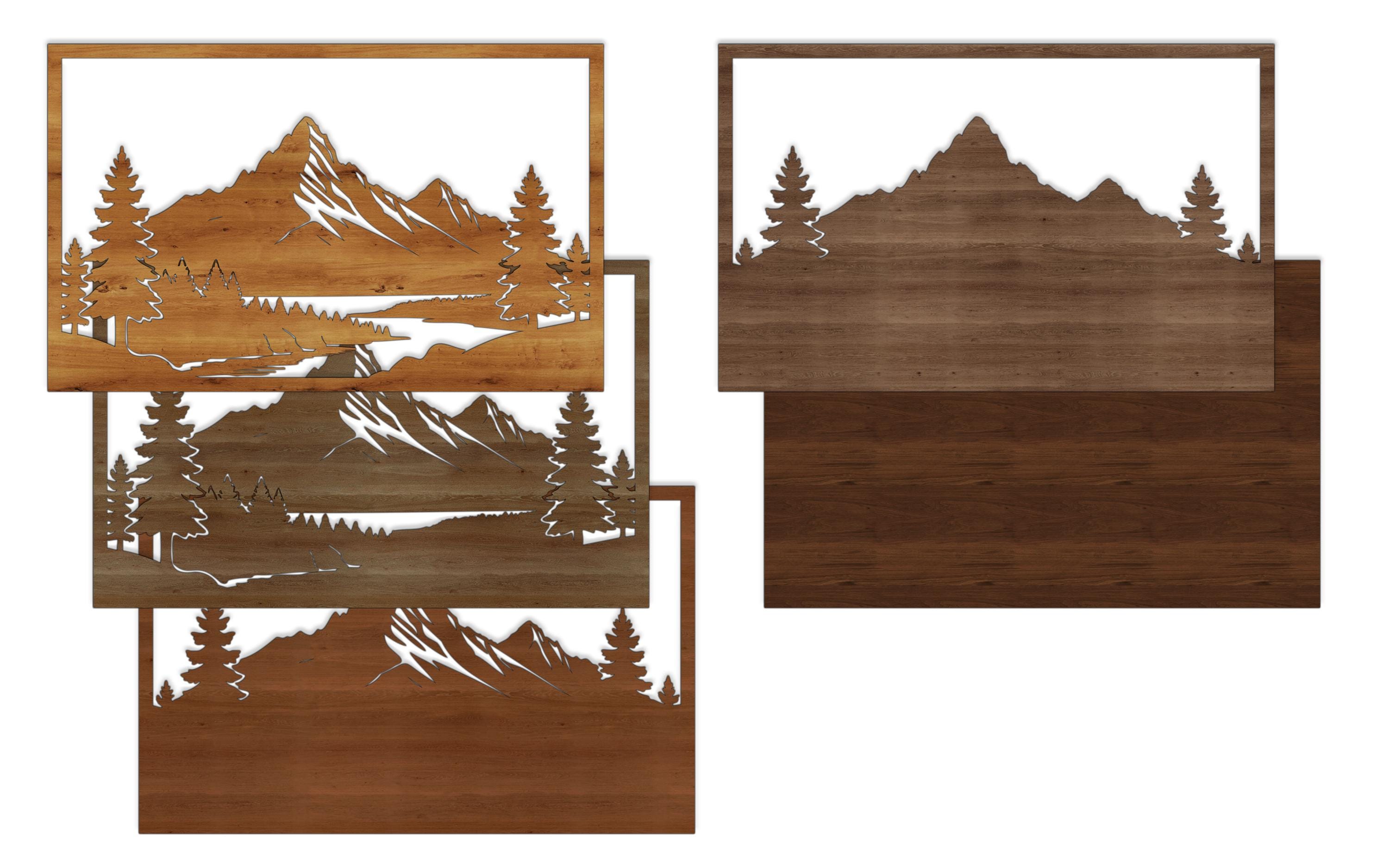 Laser Cut Files : Layered Mountain River SVG, DXF, 5-layer Wall Art ...