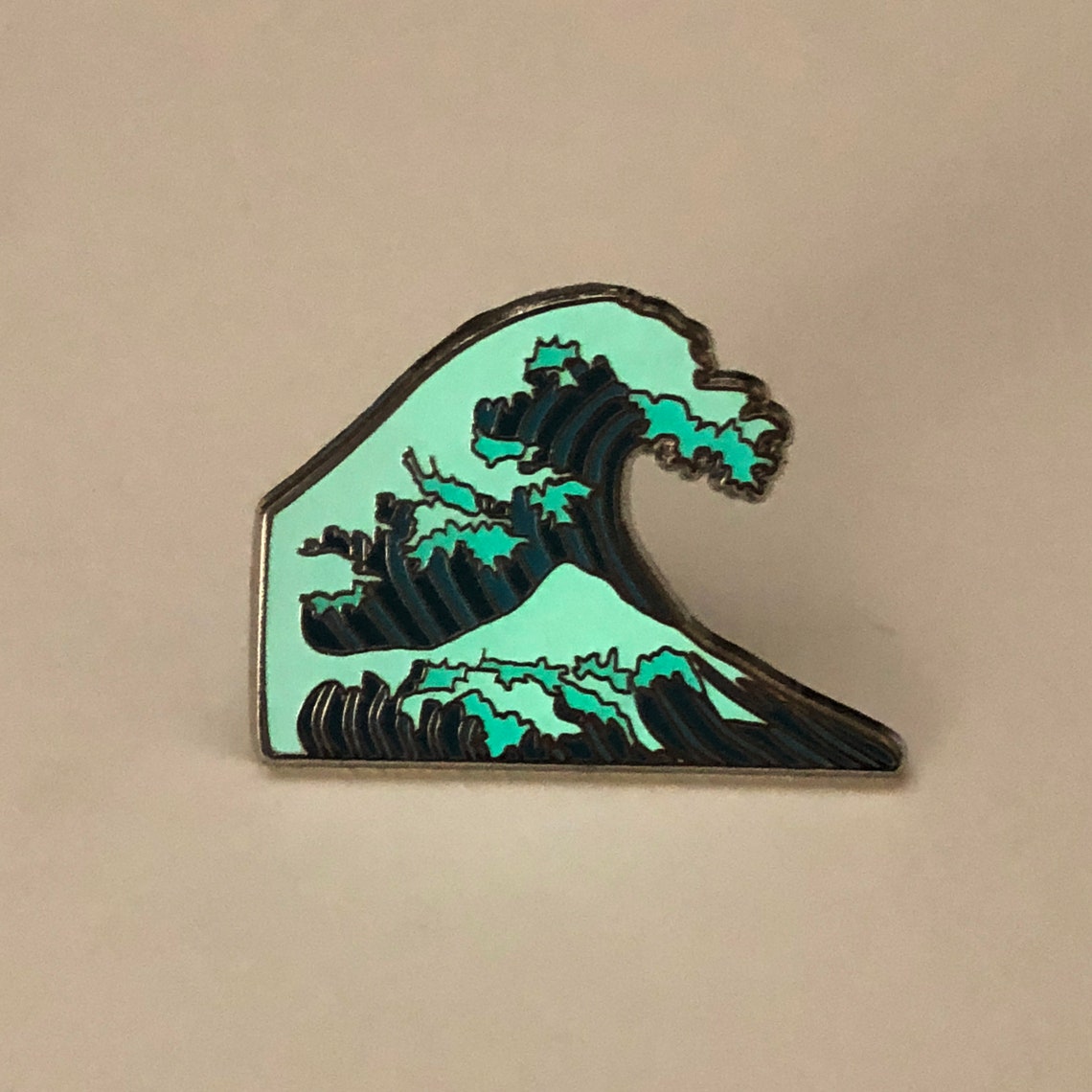 The Great Wave Hokusai Enamel Pin Glow in the Dark Lapel Pin | Etsy