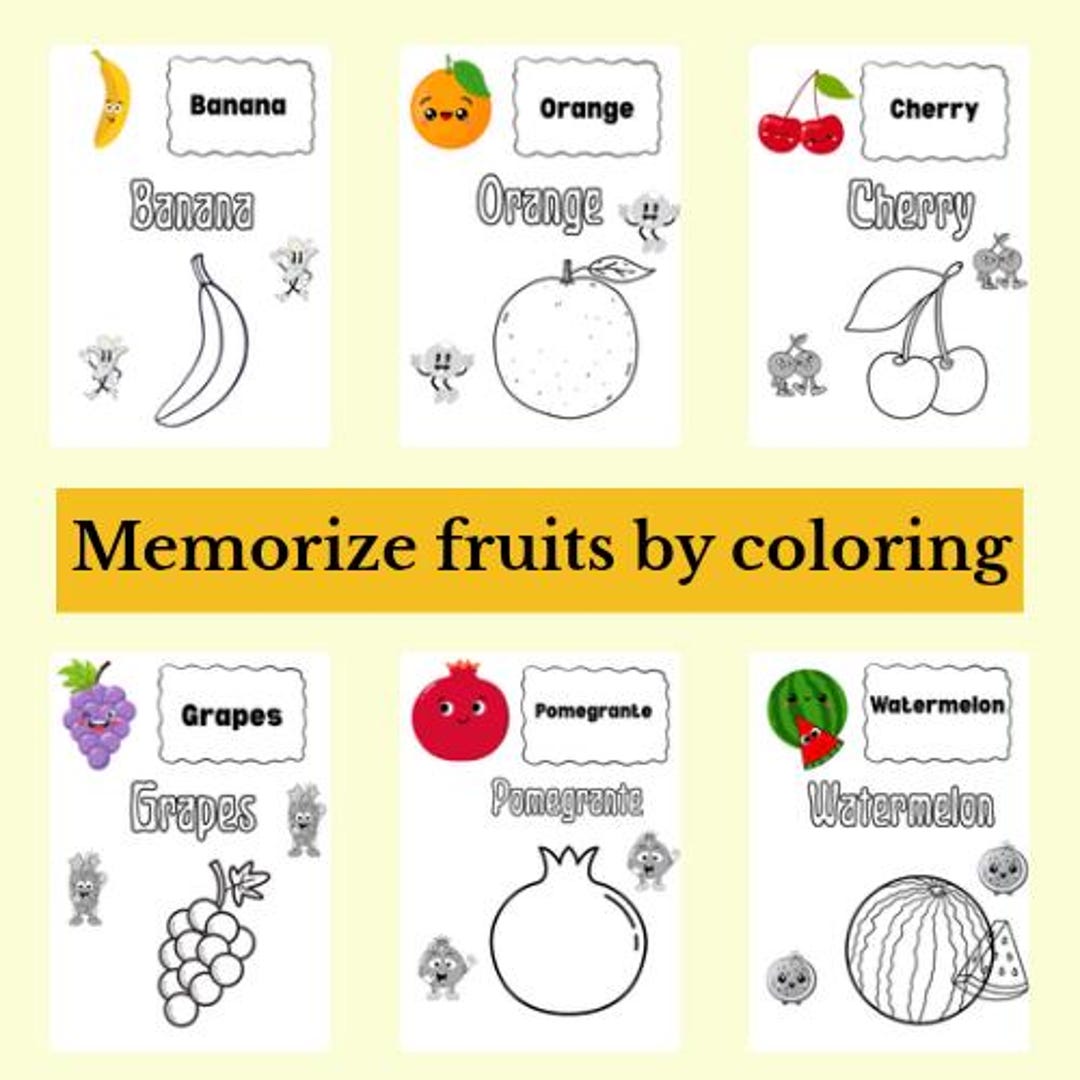 Fruits Coloring Book for Kids | Printable PDF | Preschool Learning ...