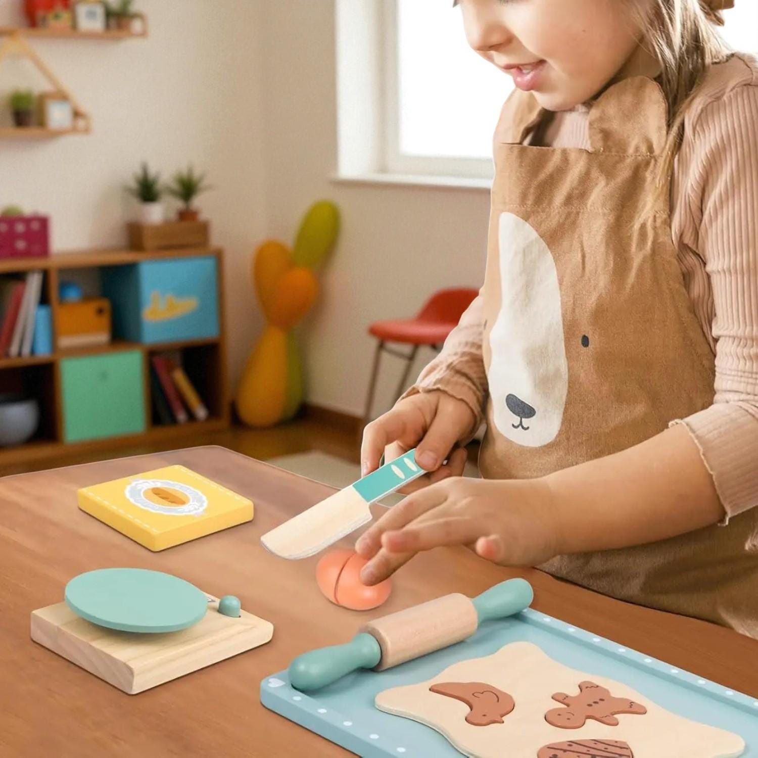 Children’s Wooden Baking Set: Montessori Biscuit Making Pretend Play ...