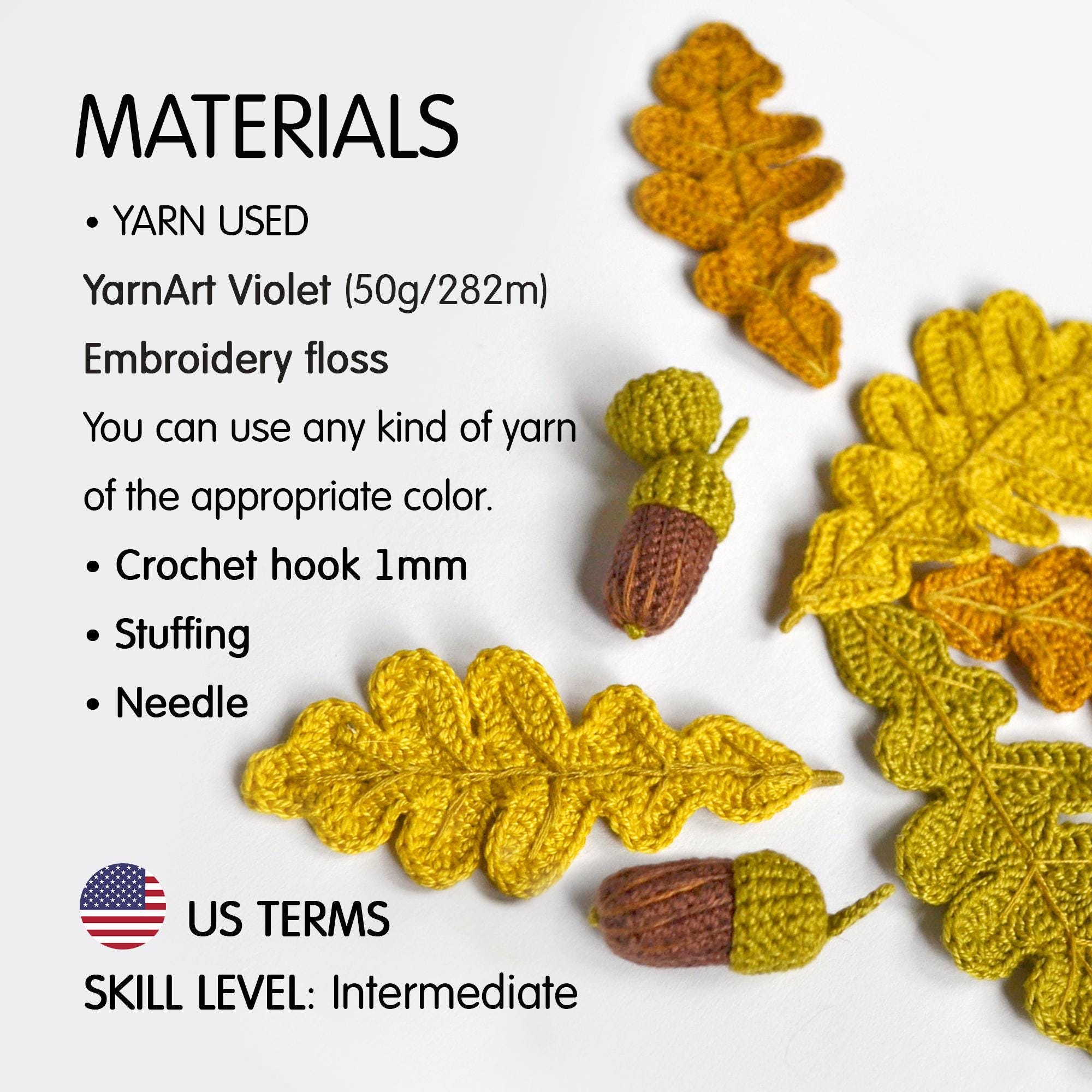 Acorn and Oak Leaf Crochet Pattern PDF – Amigurumi Autumn Leaves – Fall ...