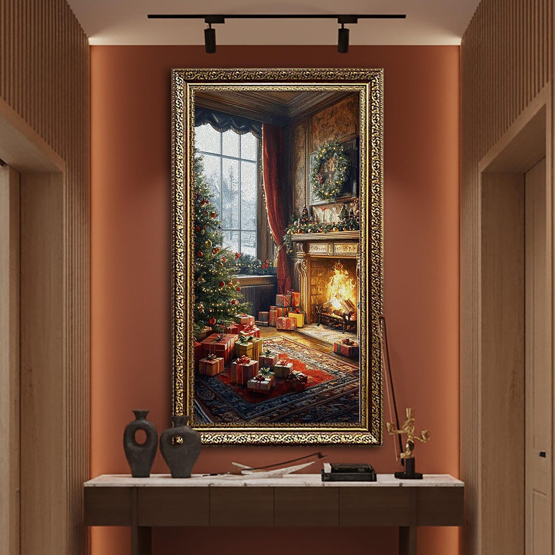 Christmas Fireplace Art Warm Holiday Scene canvas Ready To Hang Etsy Christmas Fireplace Art Warm Holiday Scene canvas Ready To Hang Etsy