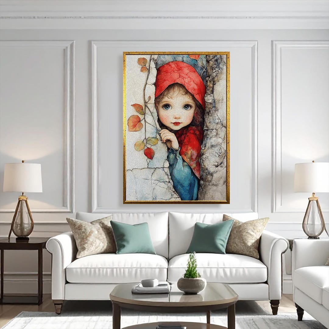 Whimsical Girl in Red Hood Canvas - Nursery or Kids Room Art - Etsy