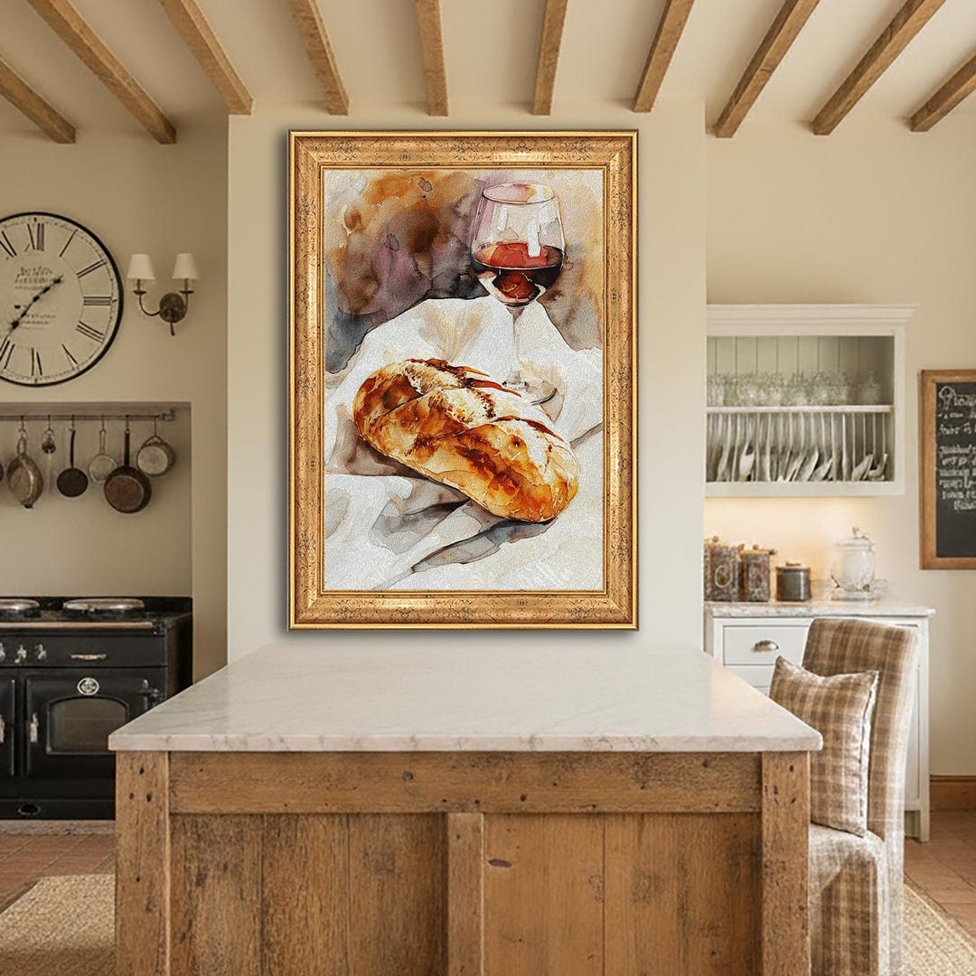 Holy Communion Print: Watercolor Bread and Wine - Canvas Wall Art - Etsy