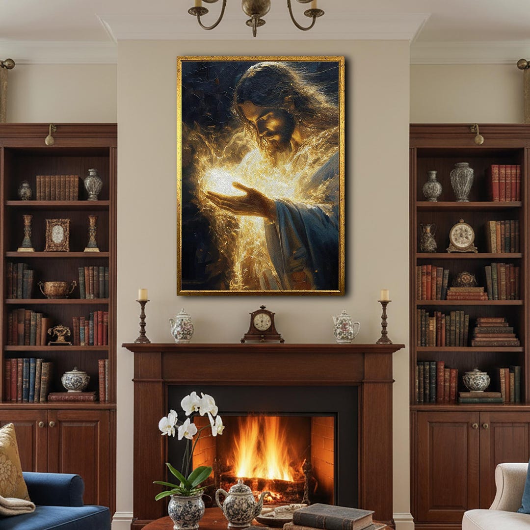 Jesus Christ Canvas Print | Gold Light Spiritual Wall Decor - Etsy