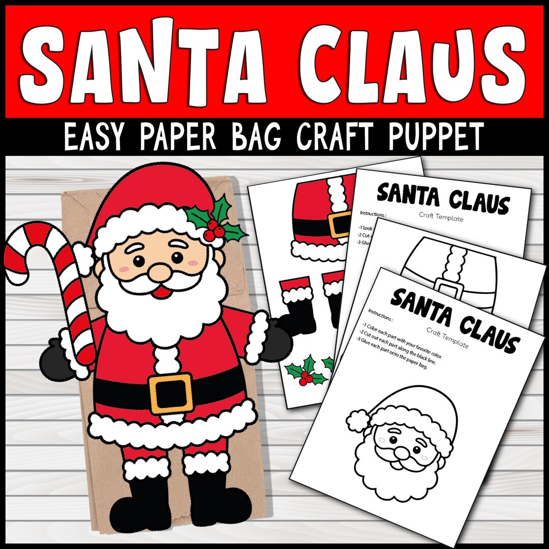 Australian Christmas | Santa Claus Paper Bag Puppet Craft | December ...