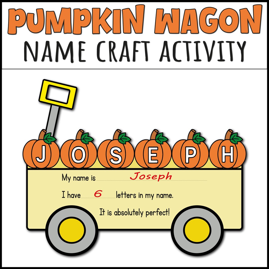 Pumpkin Wagon Name Craft Activity for Kids | Fall & Halloween Bulletin ...