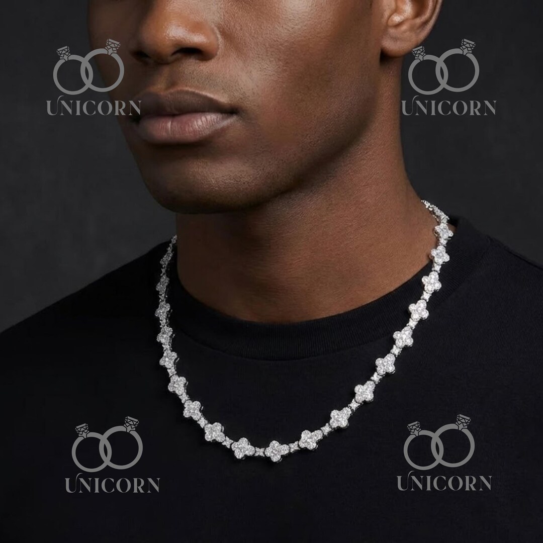 VVS1 Moissanite Cross Tennis Chain Necklace-round Diamond Look Iced ...