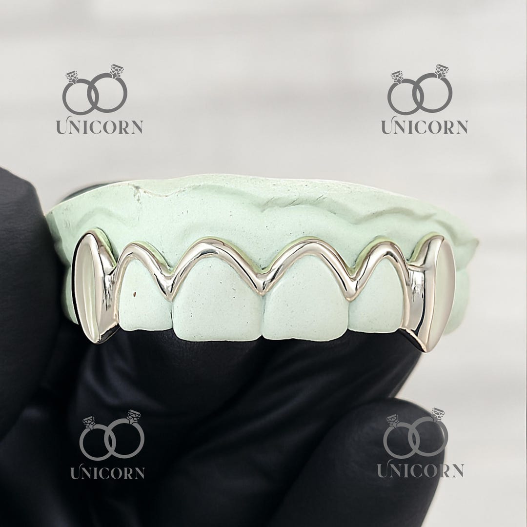 Window Open Face Grillz, 6-piece Set Gold Teeth, Curved Bridge Grill ...