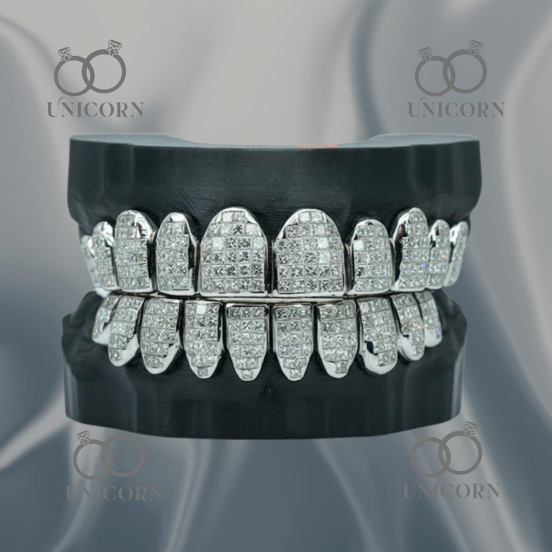 VS Lab Moissanite Princess Cut Invisible Grillz | Custom Iced Out Teeth ...