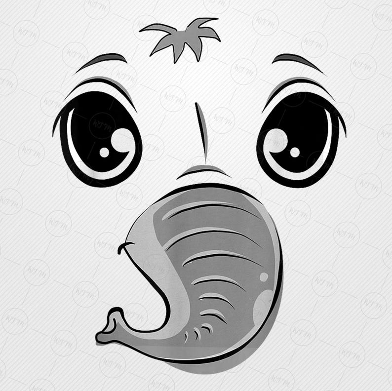 Cute Elephant Face PNG, Surprised Baby Elephant Sublimation Design ...