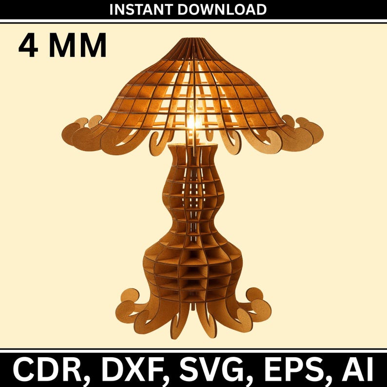Classic Wooden Lamp Cnc Laser | Svg Dxf Ai - Etsy