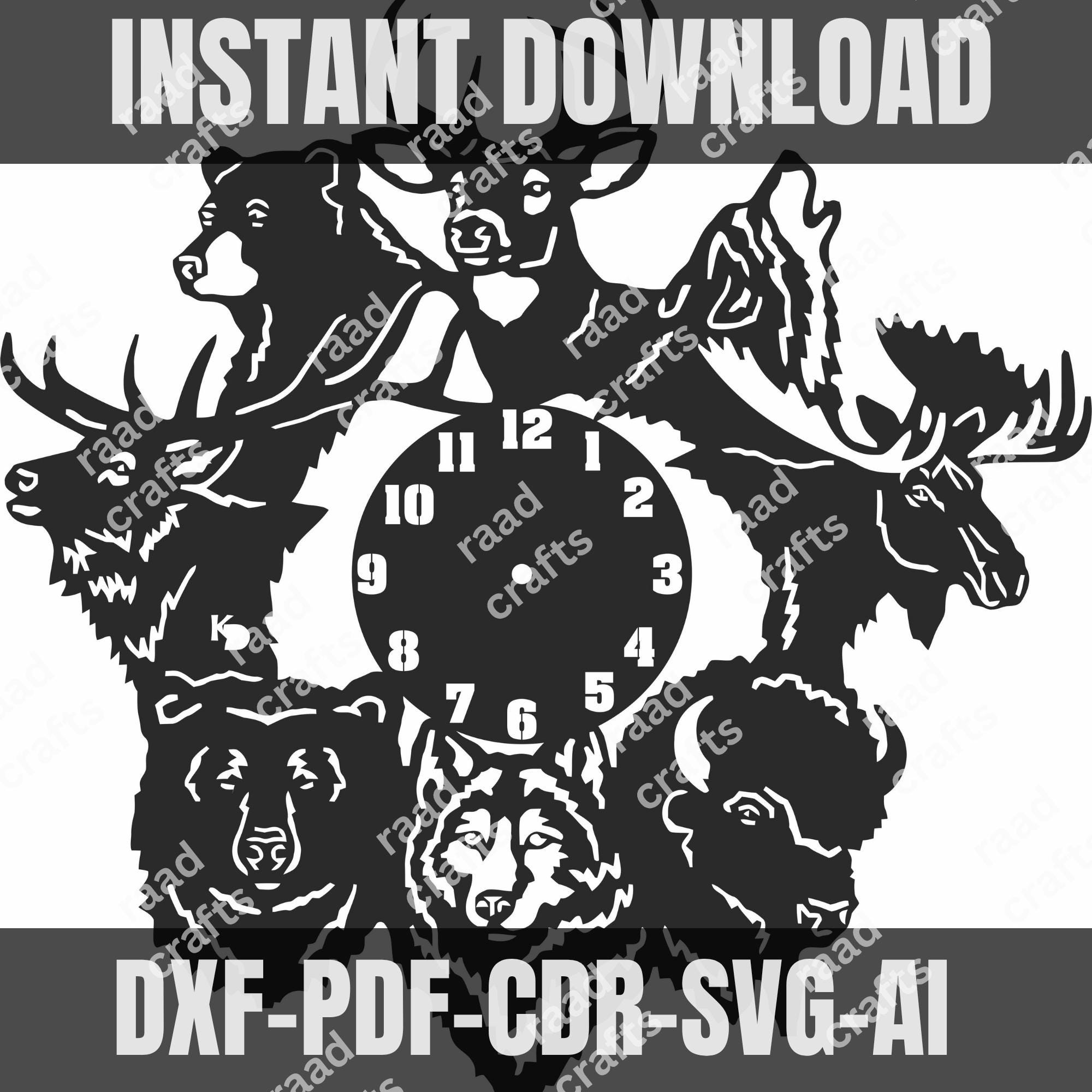 60+ Laser Cut Wall Clock SVG Bundle, Glowforge Files, DXF PNG Digital ...