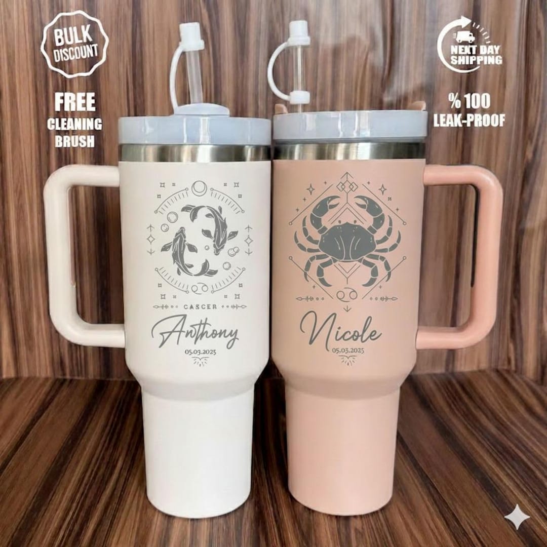 Personalized Zodiac 40oz Tumbler With Straw, Custom Astrology Gift ...