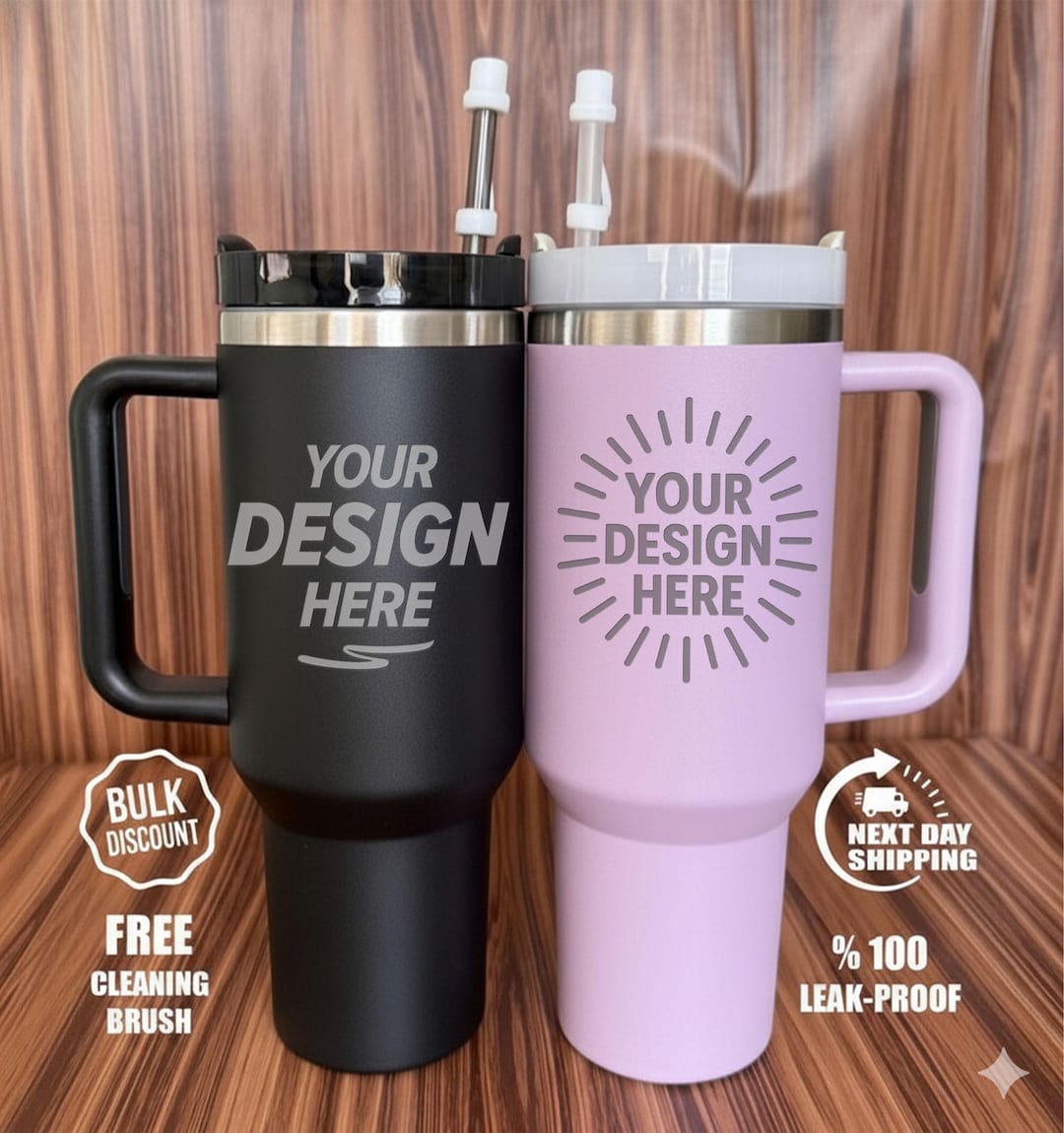 Custom Logo 40oz Tumbler • Brand Engraved Travel Mug for Christmas ...