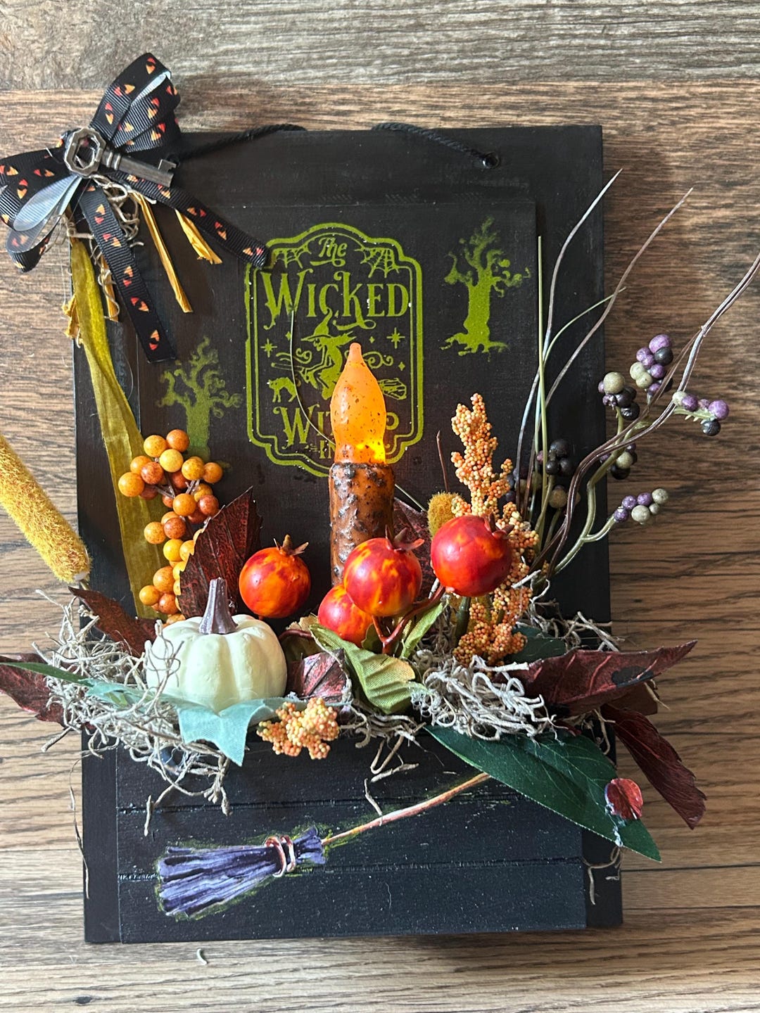Handcrafted Wicked Witch Halloween Centerpiece With Flameless Candle - Etsy