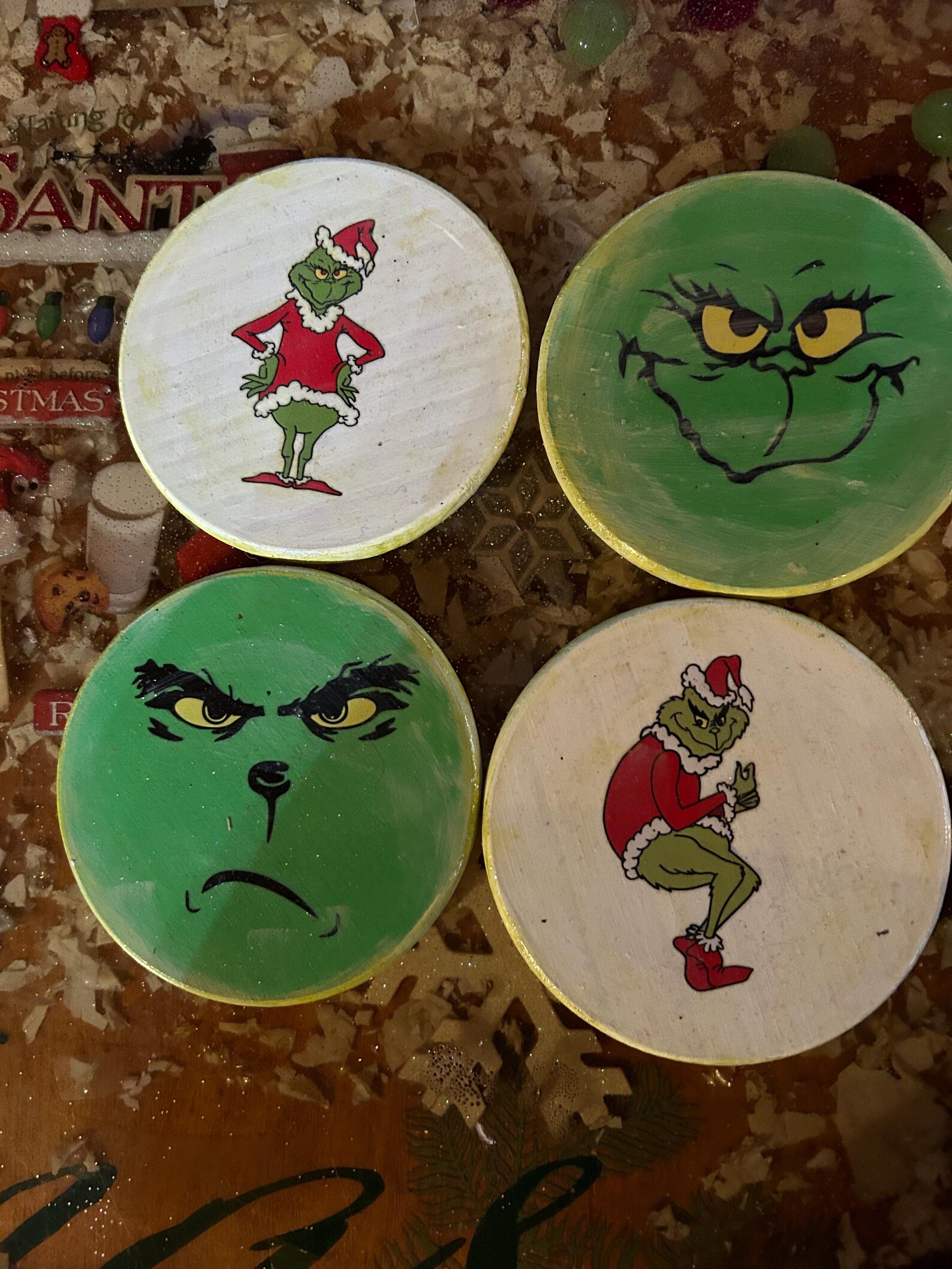 Set of 4 Grinch Coasters - Etsy