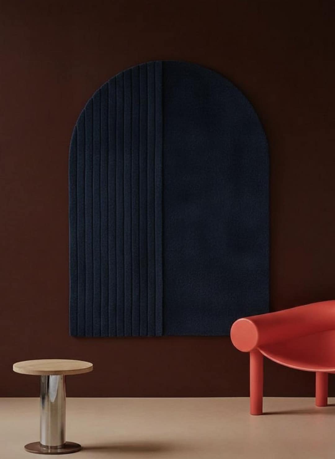 Navy Arch Wall Rug – Geometric Textured 3D Fiber Art - Etsy