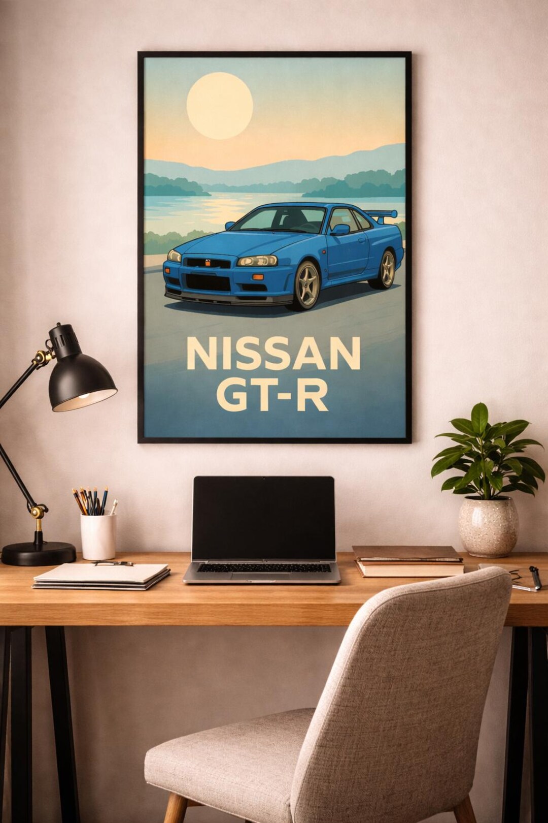 Nissan GT-R Retro Poster Satin Poster | Blue Skyline Sports Car Art - Etsy