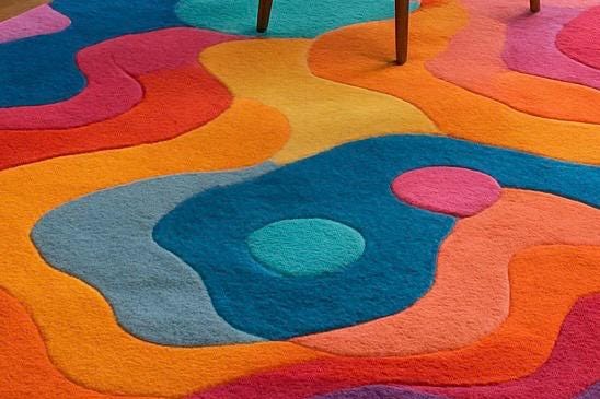 Funky Abstract Rug Hand Tufted Wool Organic Blob Shape Colorful Modern ...