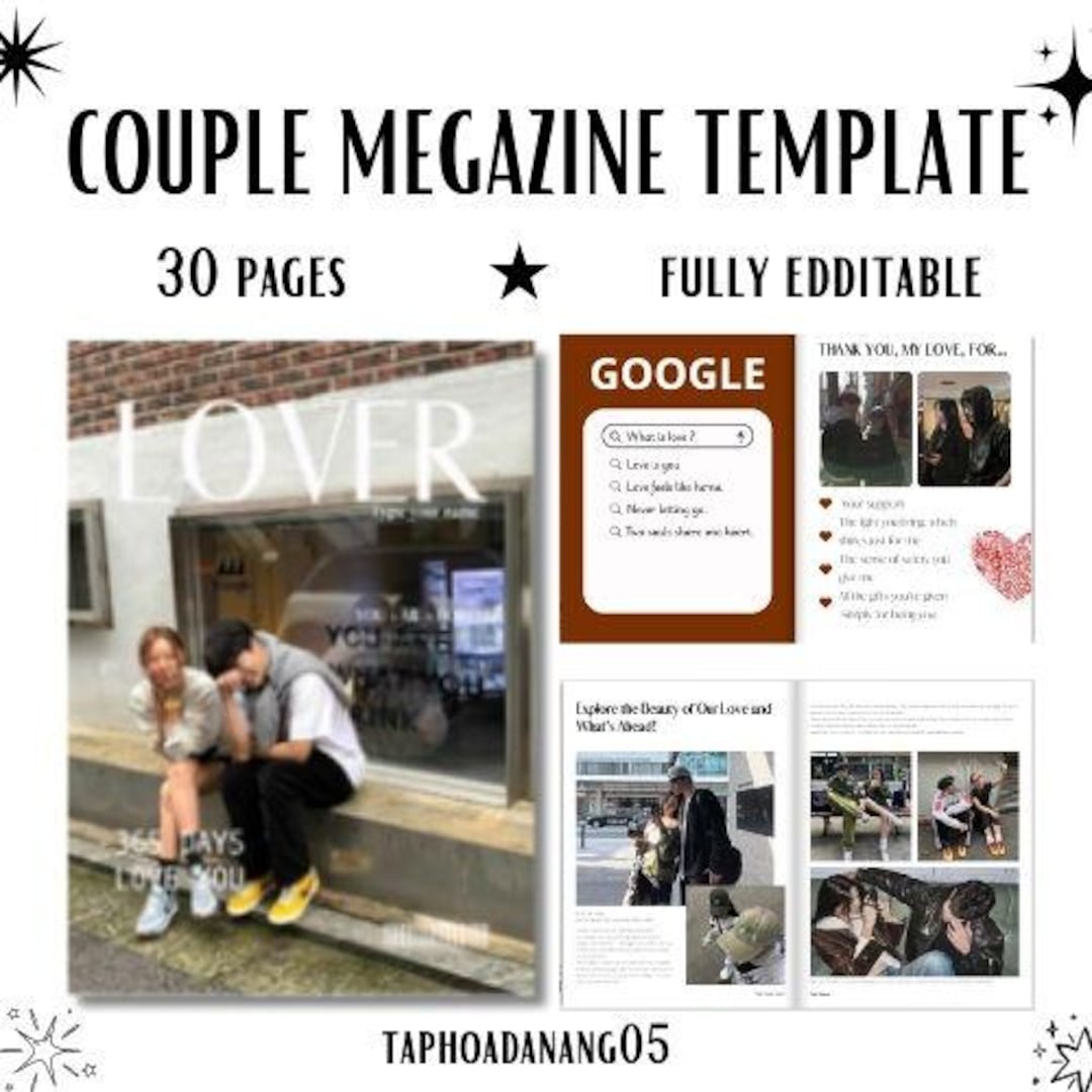 Romantic Photo Book Template: 30 Page Love Story Scrapbook (canva ...