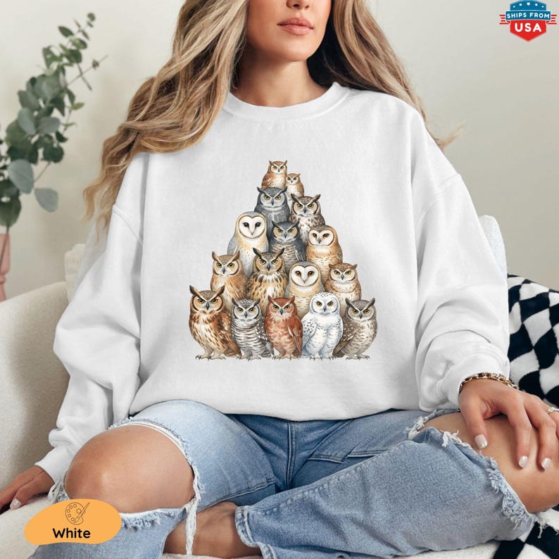 Vintage Watercolor Owls Sweatshirt, Nature Lover Tee, Bird Nerd Gift ...