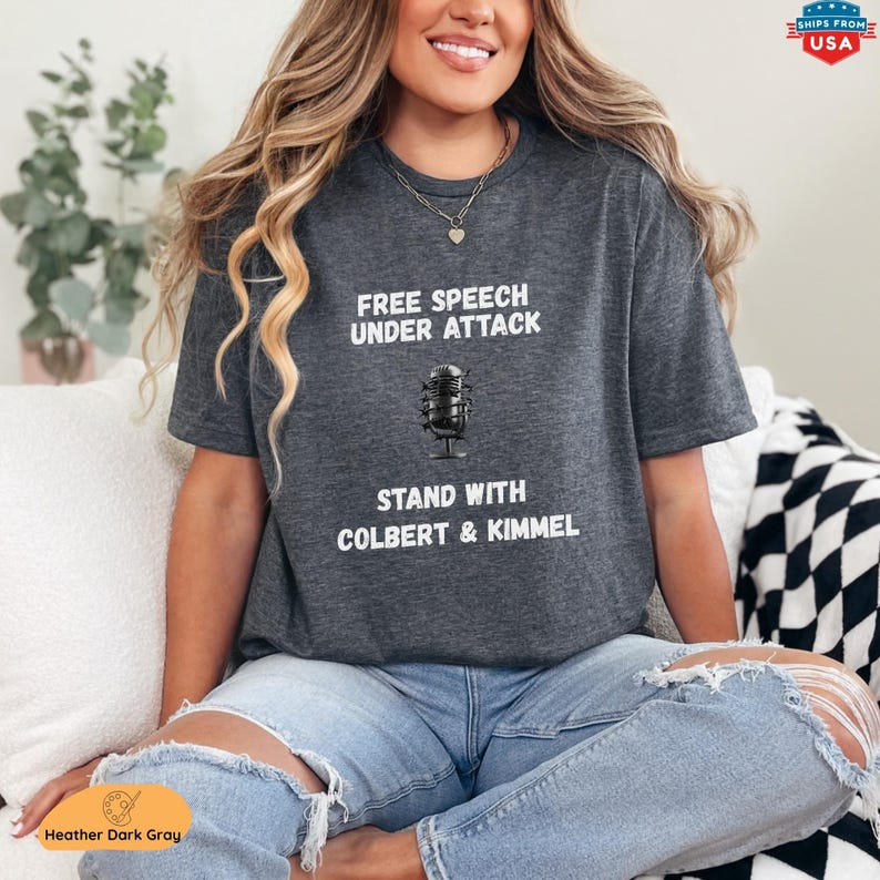 Free Speech Under Attack Colbert Kimmel Shirt & I Stand With Kimmel Shirt, Teamkimmel T-shirt ...