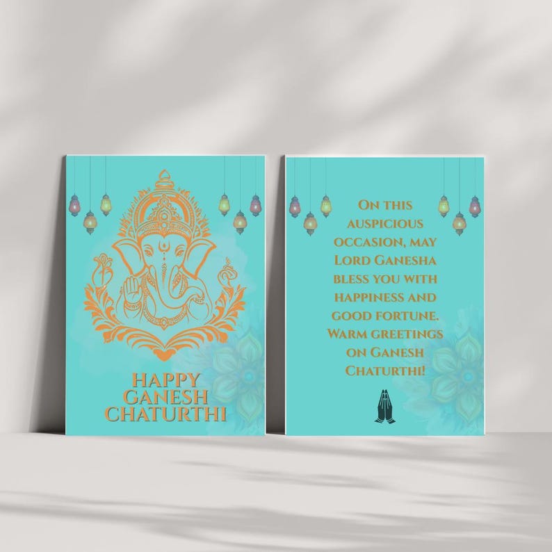 Ganesh Chaturthi Card: Lord Ganesha Hindu Festival Greeting (PNG ...