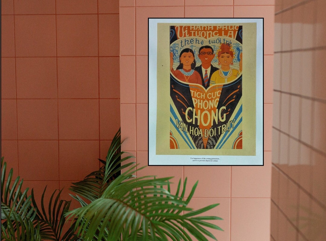 Handmade Original Vintage Vietnam Propaganda Art Print Unique Military ...