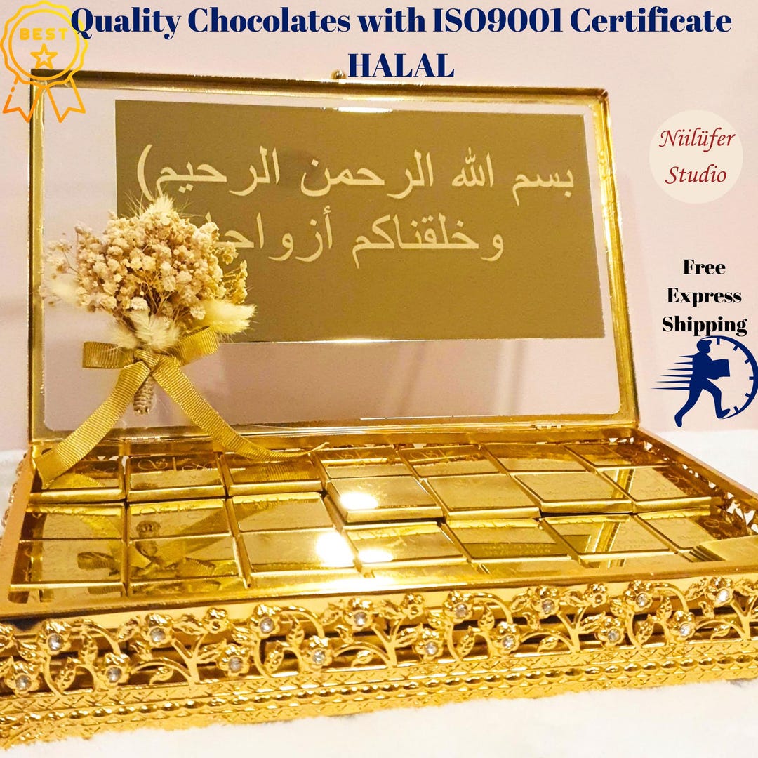 Islamic Wedding Nikah Chocolate Favors With Luxury Glass Box ...