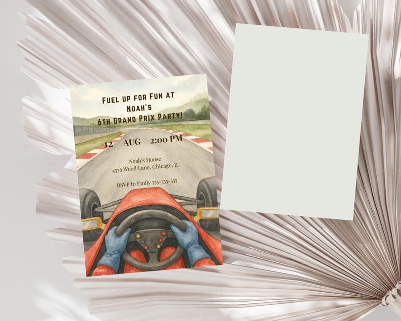Race Car Birthday Invitation | Race Car Party Invite | Grand Prix Boys ...